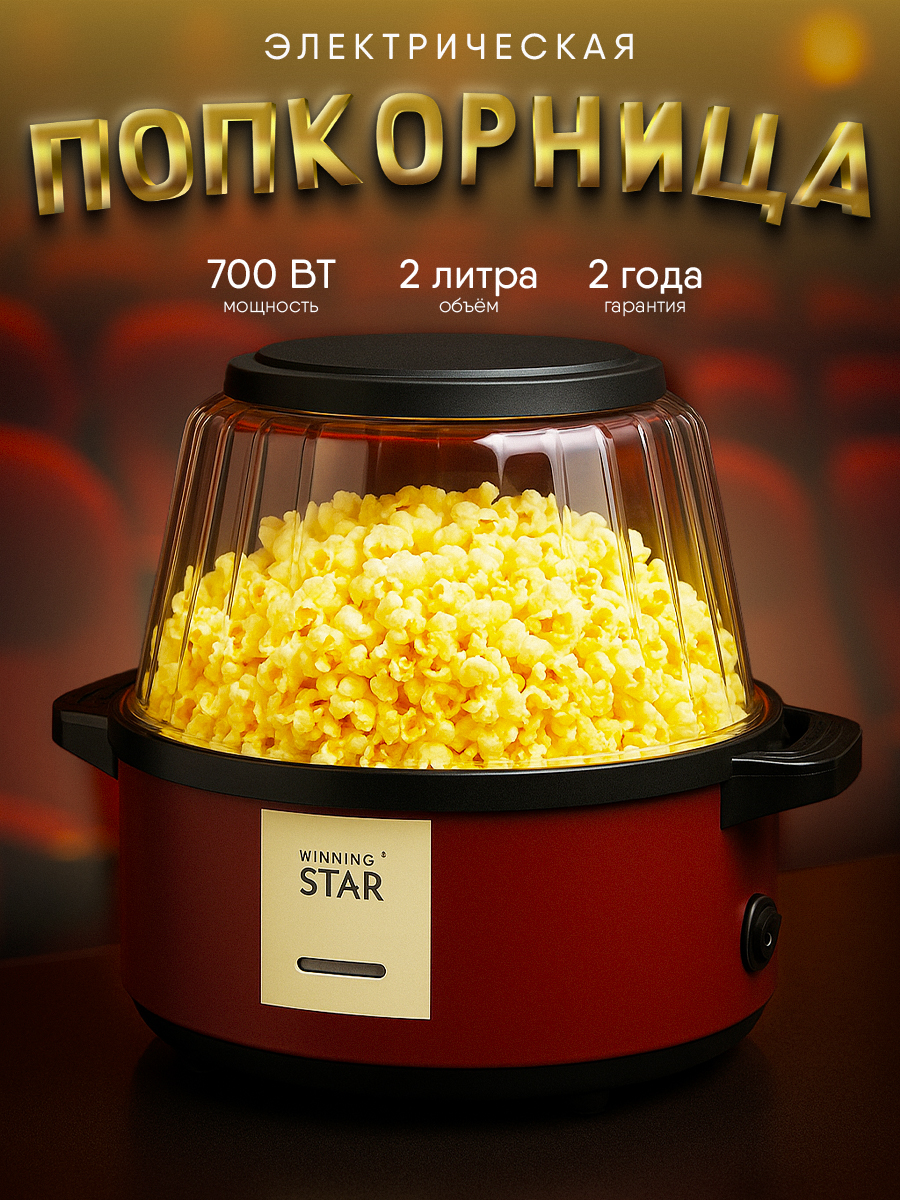 Попкорница 2 л. Winning Star купить на OZON по низкой цене (1691654187)