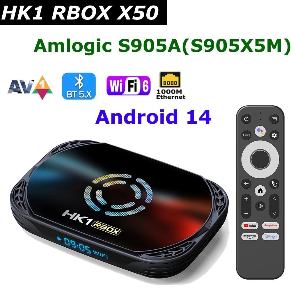 Android 14 TV Box HK1 RBOX X50 Amlogic S905A(S905X5M) 4GB 64GB 1000M ...