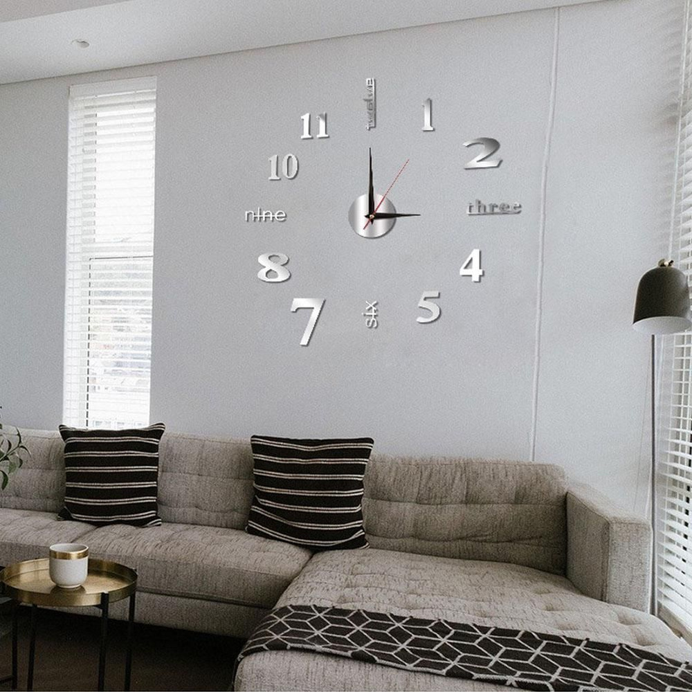 Безрамные Diy 3d зеркальные настенные часы для домашнего офиса Декор купить C доставкой на Ozon