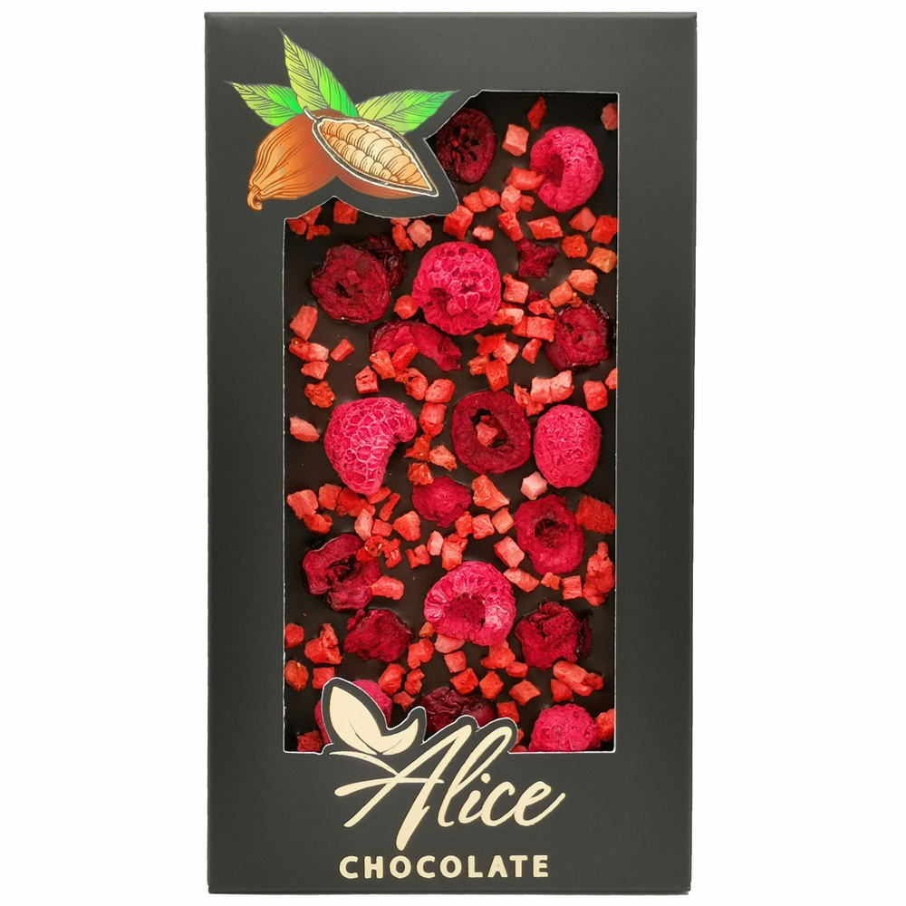 Шоколад ручной работы Alice Chocolate горький 72% с сублимированными ...