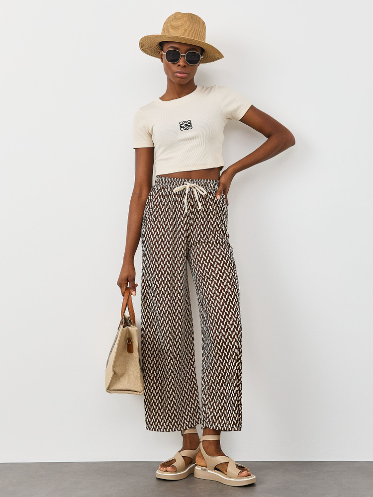 Брюки Женский Mira Style коричневый, бежевый Полиэстер, Спандекс ...