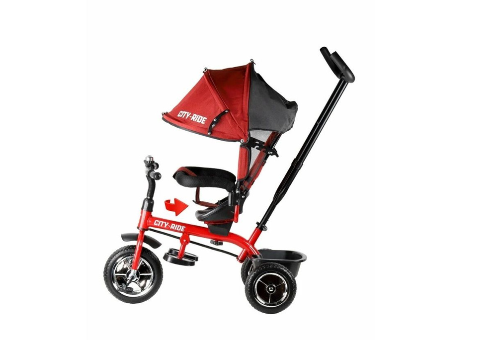 Детский трехколесный велосипед с ручкой "City-Ride" CR-B3-01RD (красный) колеса 10/8 EVA 2024 ...