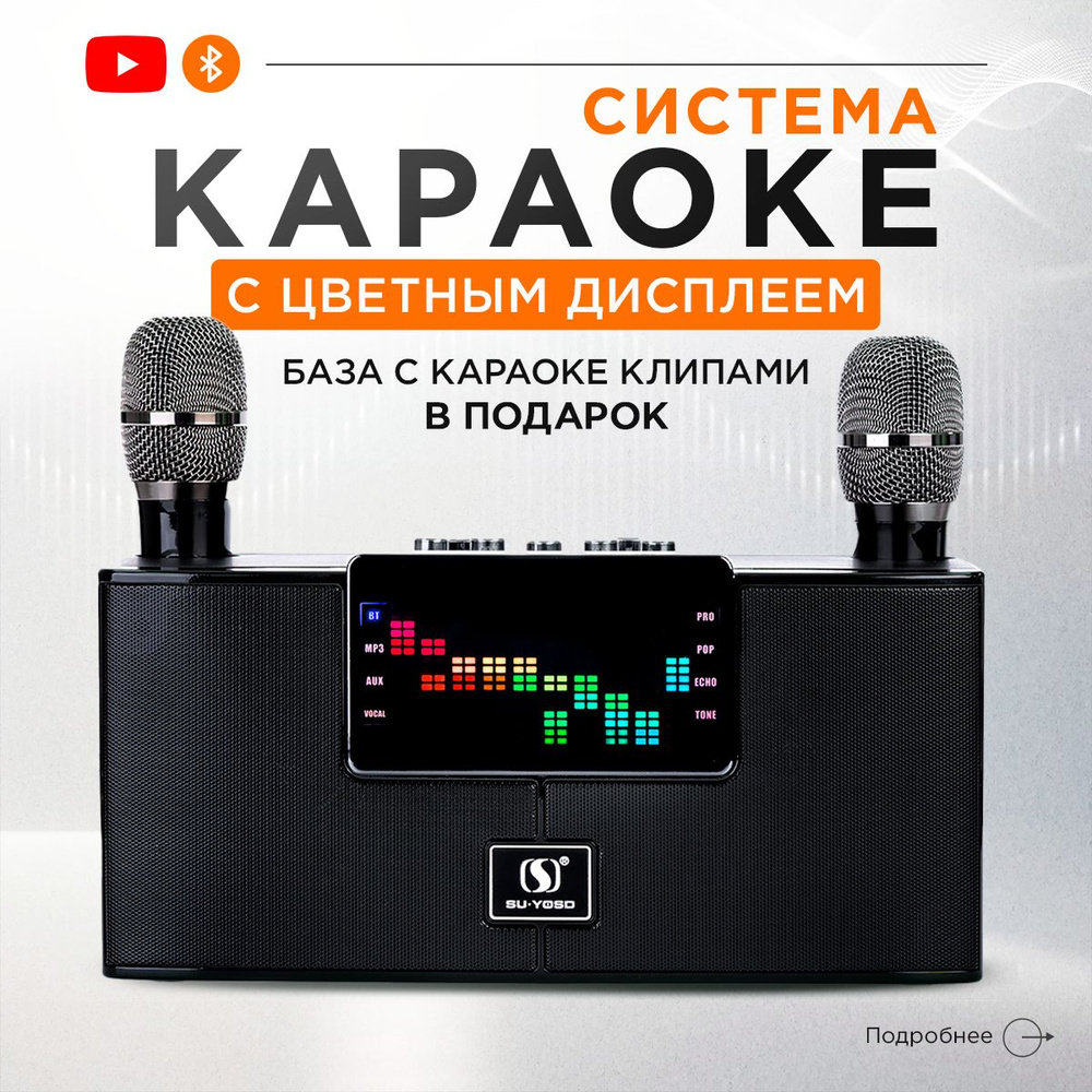 Караоке система с двумя беспроводными микрофонами с функцией Bluetooth ...