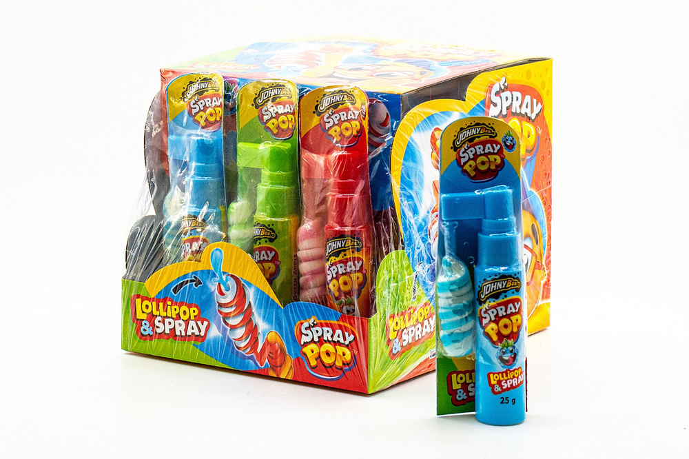 Жидкая конфета-спрей и леденец Джони Бии Спрей Поп 25 грамм / Spray Pop ...