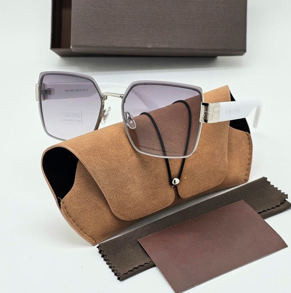 Очки солнечные, солнцезащитные женские, молодежные Том Форд белые ...