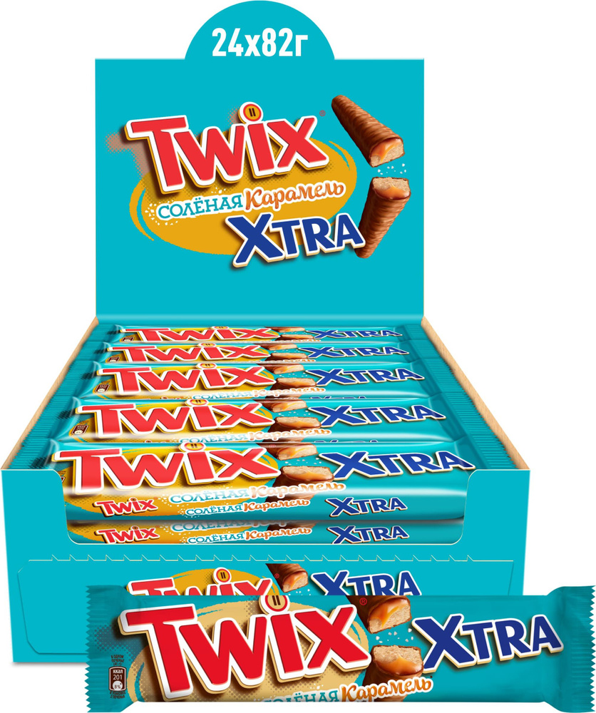 Twix Xtra Соленая карамель шоколадный батончик, 24 шт по 82г - купить с доставкой по выгодным ...