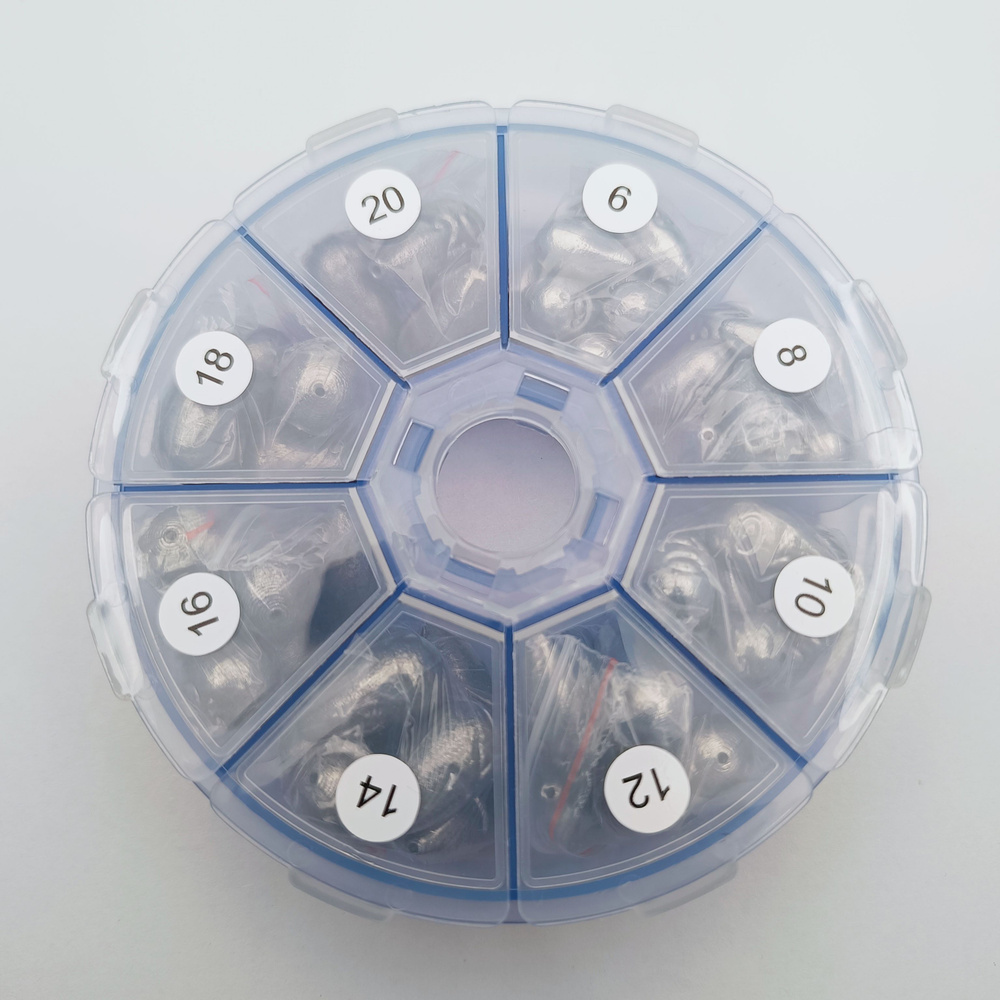 Набор рыболовных грузил Капля (Оливка) скользящая 6, 8, 10, 12, 14, 16 ...