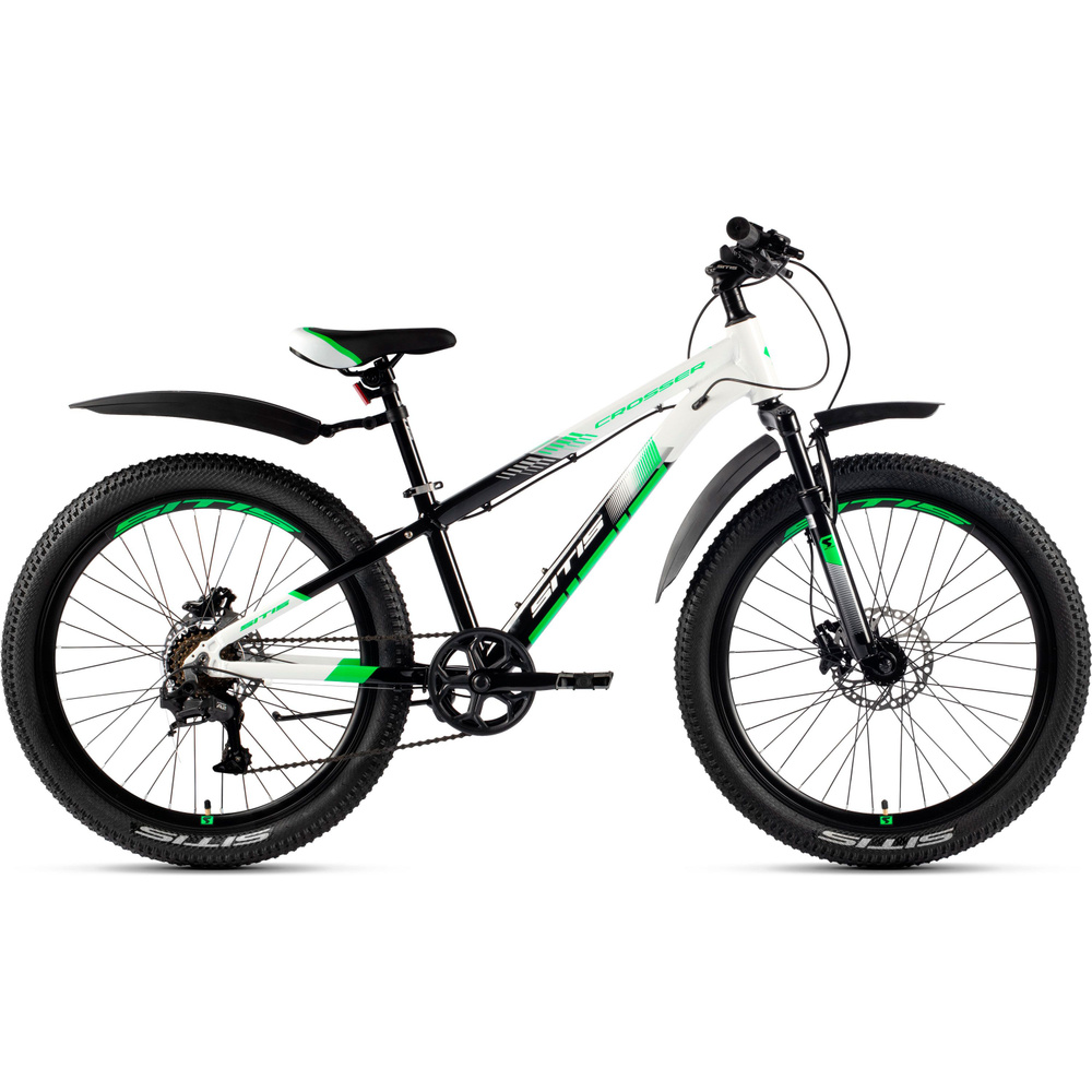 Велосипед горный SITIS CROSSER 24 HD (2024) Black-White-Green хардтейл ...