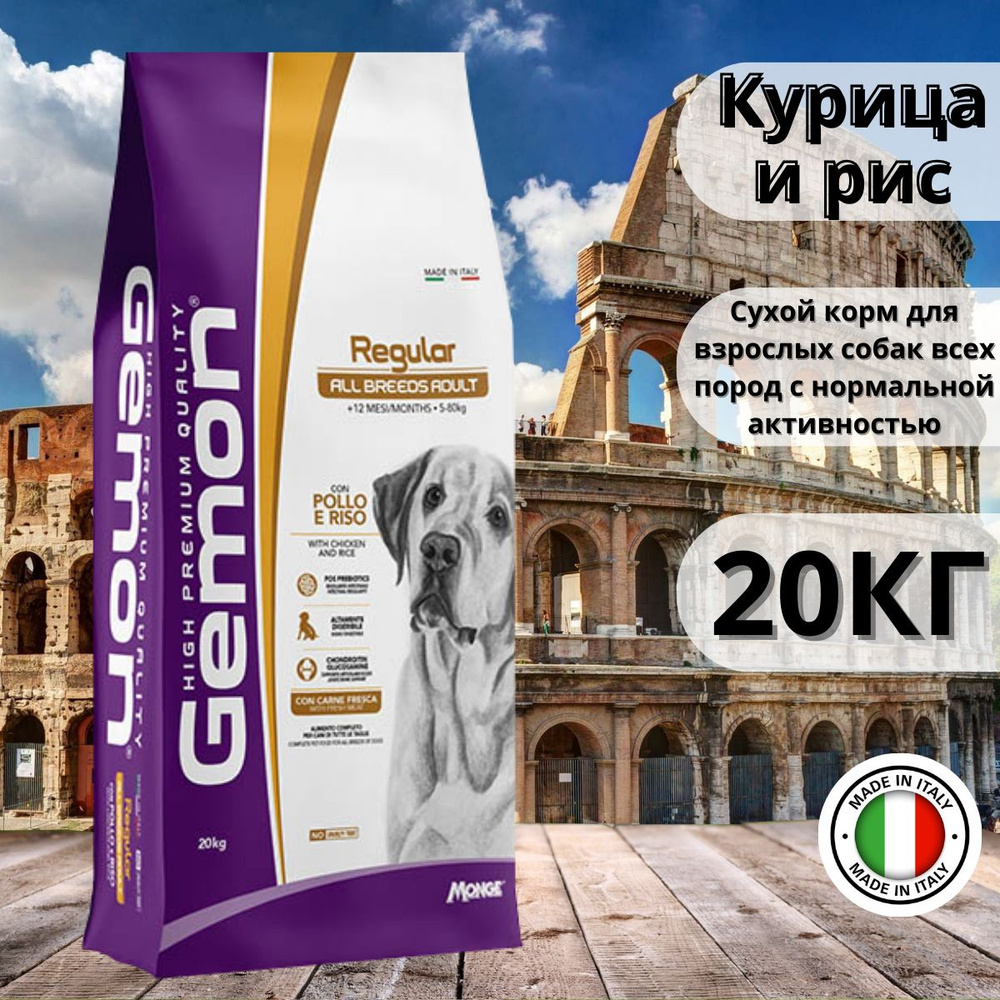 Gemon Dog Regular сухой корм для собак, курица 20 кг купить на OZON по низкой цене (1664394953)