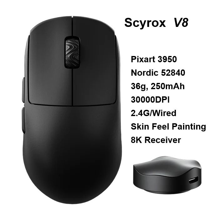 Игровая мышь беспроводная Scyrox V8, черный - купить по выгодной цене в интернет-магазине OZON ...