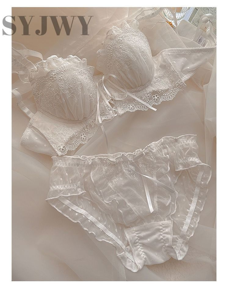 Комплект белья Женский SYJWY белый Пряжка, Эластичная бралетт Полиэфирное волокно Пряжки, Погоны ...