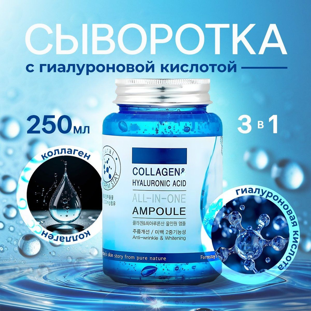 Корейская сыворотка для лица увлажняющая с коллагеном и гиалуроновой ...