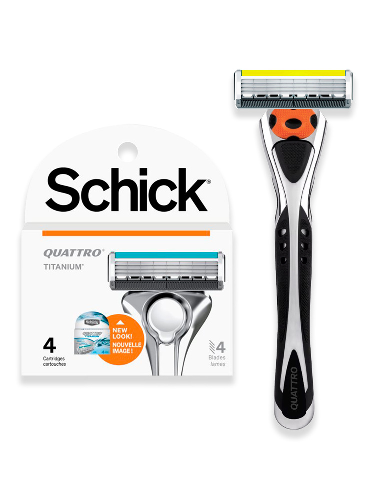 Schick Quattro Titanium Sensetive 4 сменные кассеты + станок Quattro ...