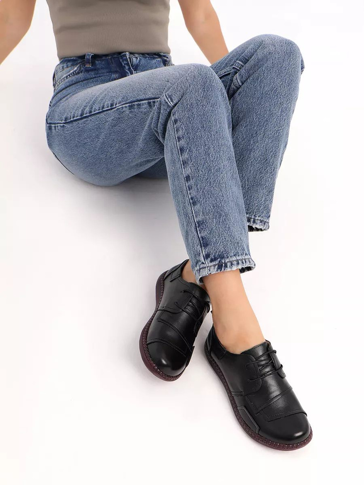 Туфли Женский Covani Натуральная кожа, размер 43 Без каблука 8 слиперы Россия Шнурки ...