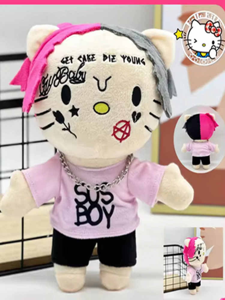 Lil peep X Hello Kitty Плюшевая игрушка Кукла Плюшевое украшение купить ...