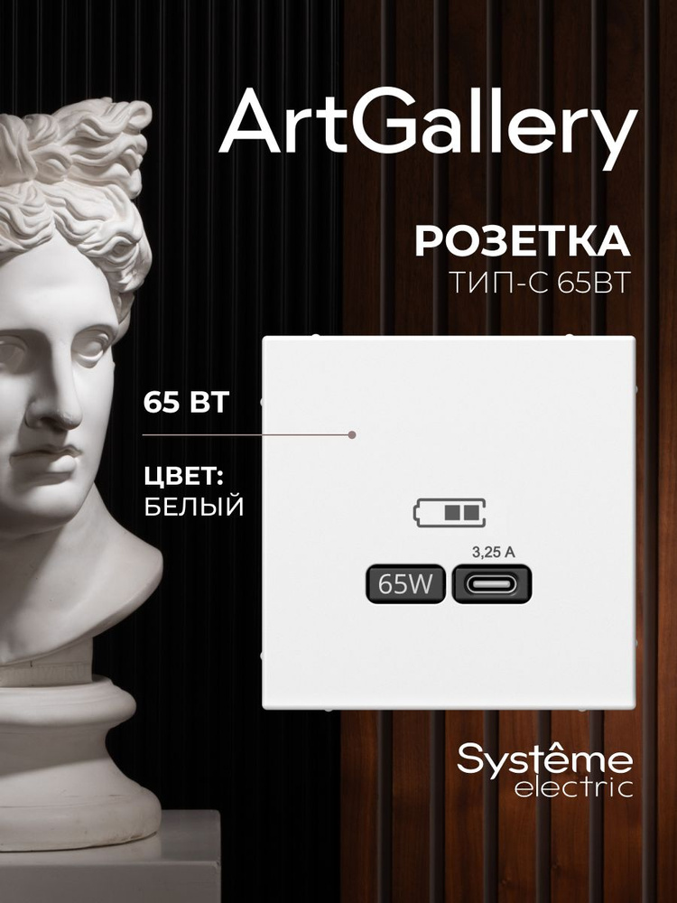Розетка USB тип-C 65Вт ArtGallery Белый System Electric GAL000127 купить на OZON по низкой цене ...