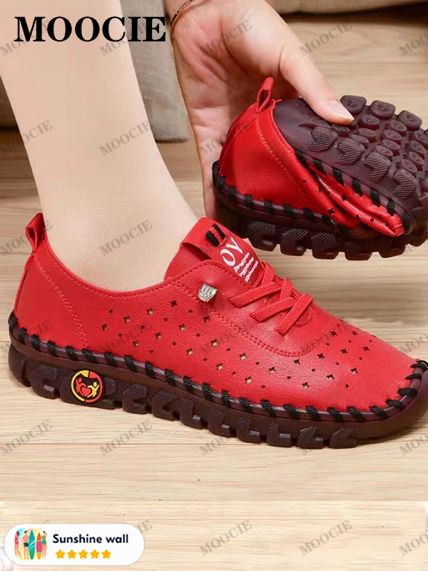 Сапоги Женский MOOCIE полусапоги, размер 45 красный каркаде На любой сезон Без каблука Шнурки ...