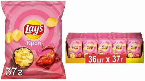 Чипсы картофельные Lay's Краб, 36 шт. по 37г купить на OZON по низкой цене (1922905191)