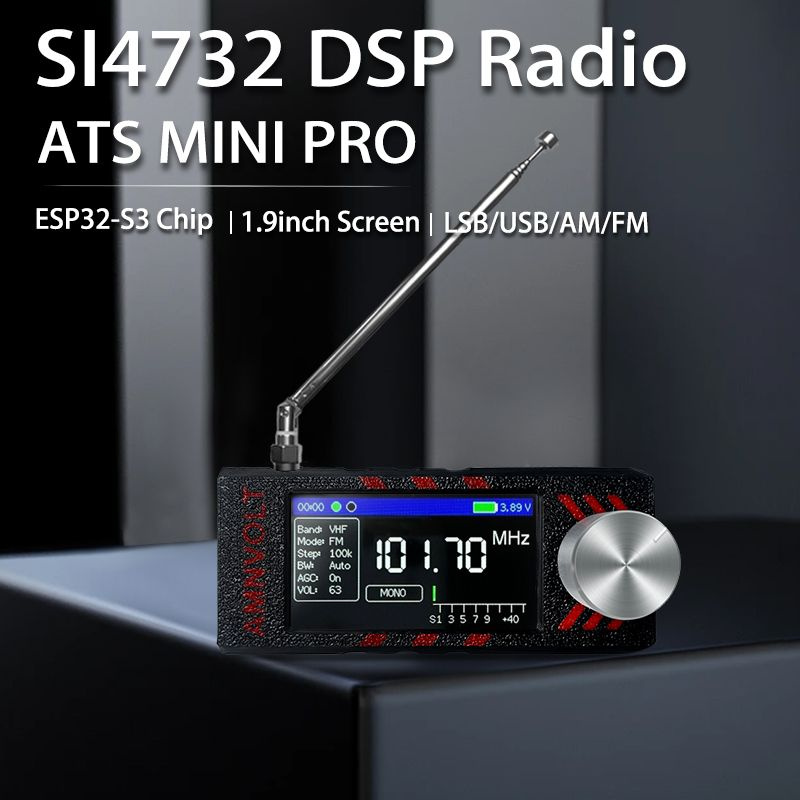 Amnволт PRO MINI SI4732 DSP приемник с полной частотой FM/AM/SSB, карманное радио с LSB/USB и ...