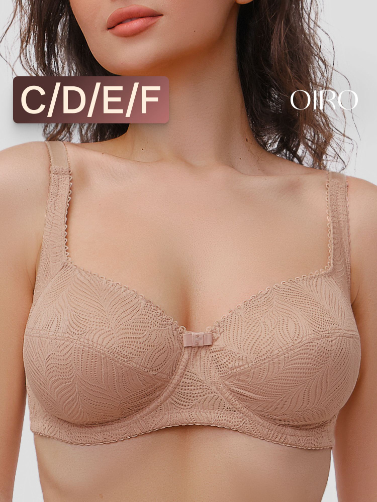 Бюстгальтер Женский OIRO на косточках, с мягкой чашкой, размер 85C кофе Нейлон, Спандекс ...