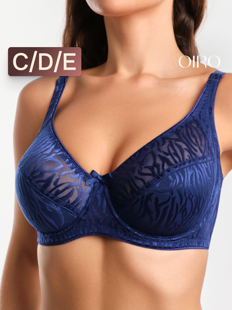 Бюстгальтер Женский OIRO мягкая чашка на каркасе, размер 90D синий Нейлон, Спандекс Повседневный ...