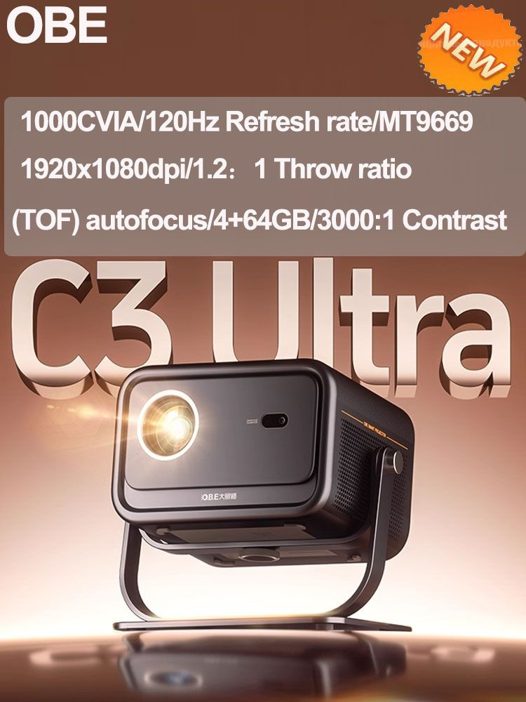 OBE Проектор OBE C3 Ultra 1080P FHD проектор 1000CVIA люмен MT9669 WIFI ...