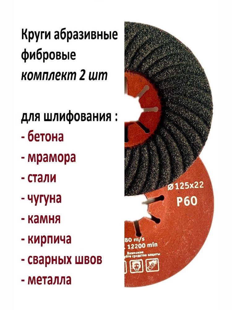 Диски шлифовальные 2 штуки, PLEXPART, 125x22 мм, зерно 60 купить на OZON по низкой цене (3118658461)