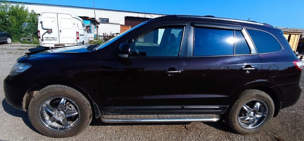 Пороги с накладным листом d53 для Hyundai Santa Fe 2010-2012/Хендай ...