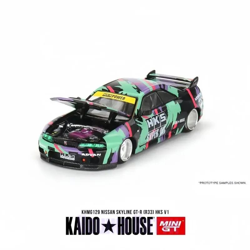 MINI GT+KAIDO HOUSE Khmg 129 Nissan Skyline GT-R R33 HKS V1 Литой под ...