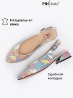 Туфли Женский PINkote Натуральная кожа, размер 36 Стандартный низкий (до 4 см) 7 с открытой ...
