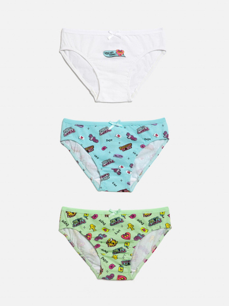 Комплект трусов Девочки Acoola брифы Трикотаж белый, голубой, размер 158, 164 Средняя Китай ...