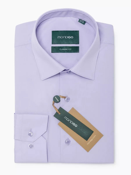 Рубашка Мужской Mondigo лавандовый Длинный Хлопок, Полиэстер Воротник Однотонный, размер 52, 54 ...