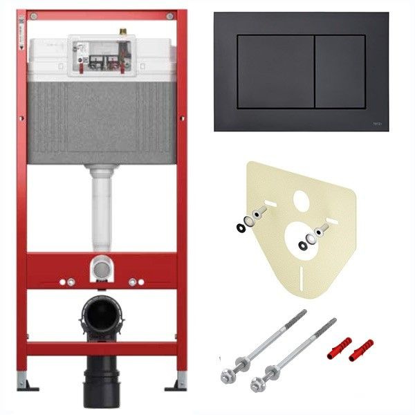 Инсталляция для подвесного унитаза TECEbase 2.0 с панелью смыва, цвет черный матовый, для ...