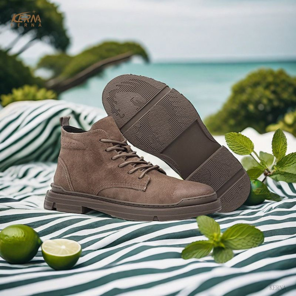 Ботинки в байкерском стиле Мужской KERNA коричневый, размер 38 На любой сезон D Шнурки Без ...