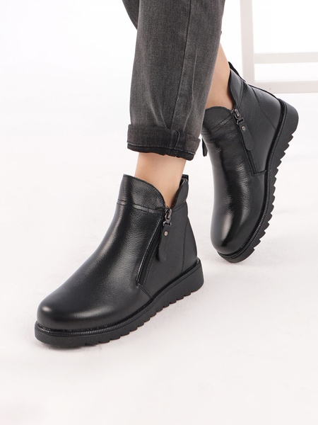 Ботинки Женский Covani черный, черный каменный, размер 37 в байкерском стиле Демисезон 7 Молния ...