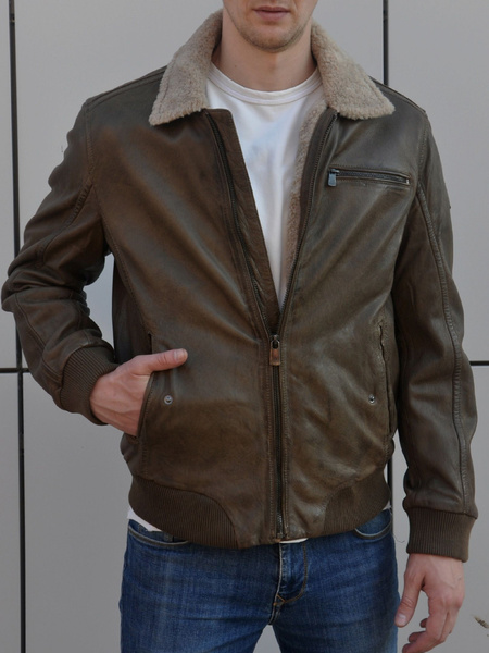 Куртка Мужской Milestone Молния болотный отложной Натуральная кожа, размер 50 куртка-пилот ...