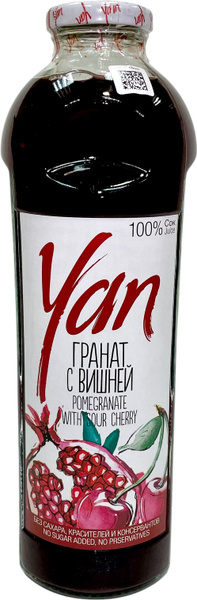 Гранатово-вишнёвый сок прямого холодного отжима Yan, 930 мл купить на OZON по низкой цене ...