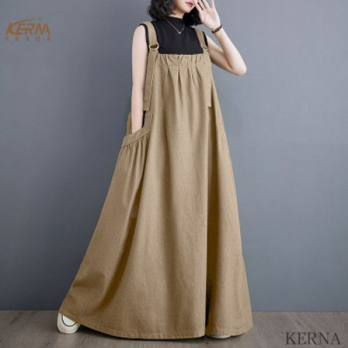 Сарафан Женский KERNA абрикосовый джинсовое Офисный/школьный Без рукавов Хлопок Погоны, размер ...