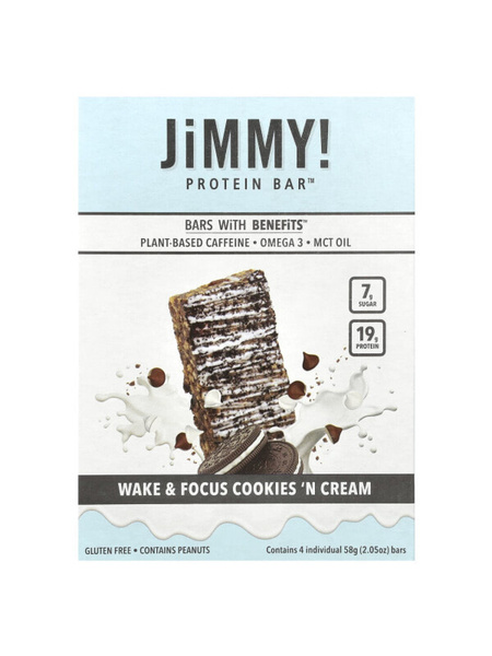 JiMMY!, Bars With Benefits, протеиновый батончик, печенье с кремом, 4 ...