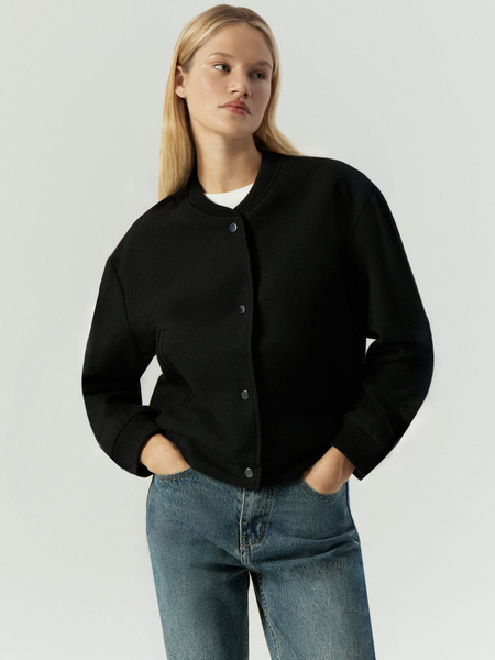 Бомбер Женский EMKA черный, размер 44, 46 Длинный Демисезон прямой Китай купить c доставкой на ...