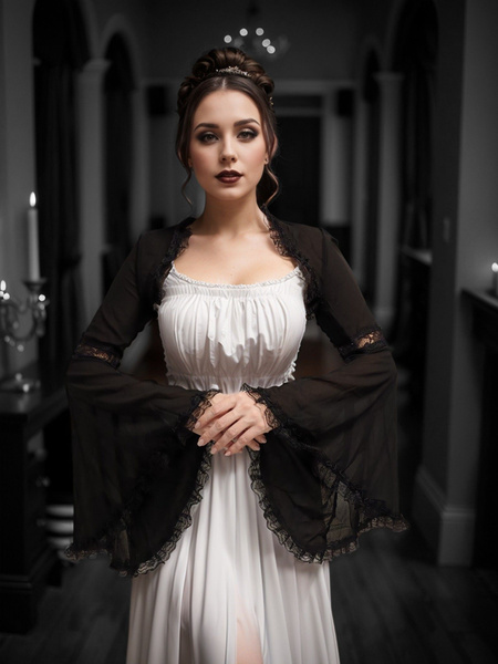 Болеро Женский Elness черный графит Креп-шифон, размер 44 Без застежки ...