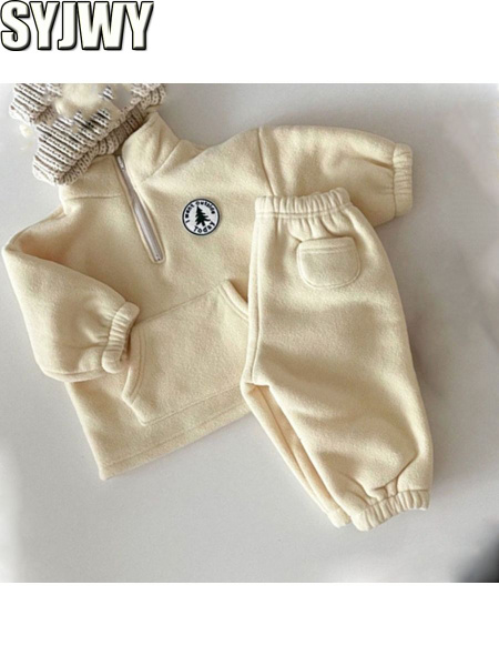 Комплект одежды Девочки, Мальчики SYJWY Повседневный бежевый лайт, размер 90 Polar Fleece ...