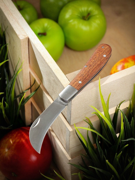 Нож садовый 170мм складной, изогнутое лезвие, деревянная рукоятка GRANDY купить на OZON по ...