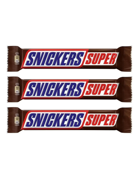 Батончик Snickers Super с нугой-карамелью-арахисом 3 шт по 80 г купить ...