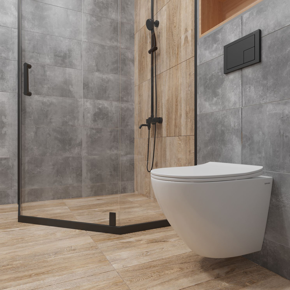 Инсталляция с унитазом и гигиеническим душем комплект: унитаз подвесной Helmken 35490101 ...