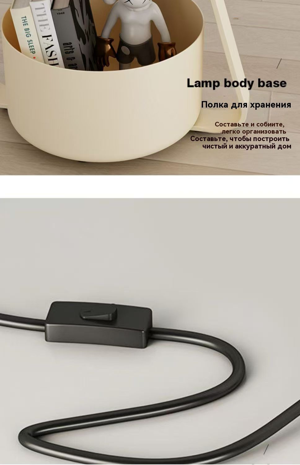 Торшер Oliver Light, E27, Регулируемая высота Черный круглый абажур Деревянный журнальный столик ...