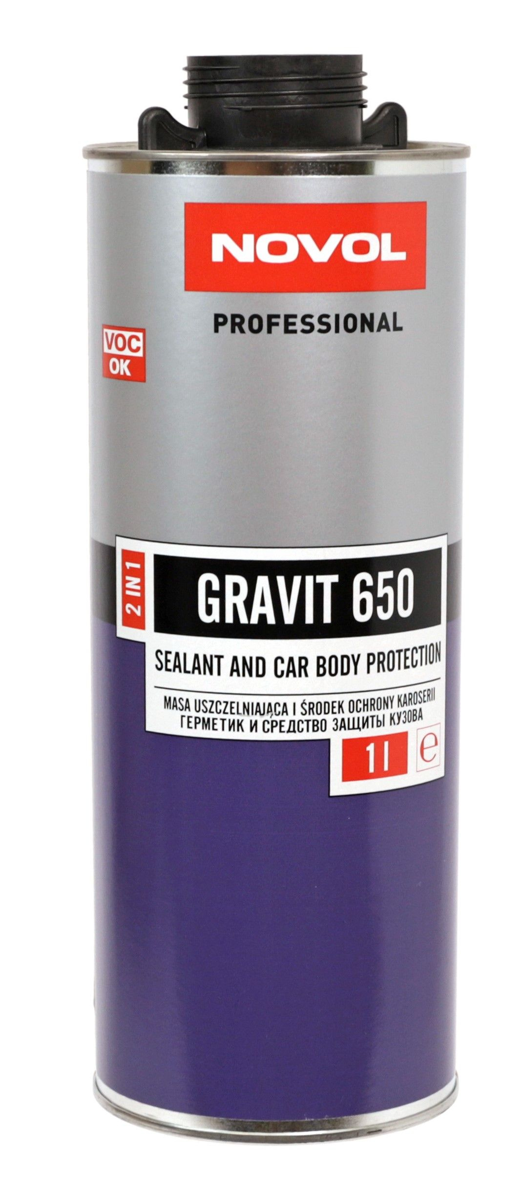 Герметик Novol 650 Gravit (1л) черный распыляемый UBS евробаллон, эластичный антигравий (1шт ...