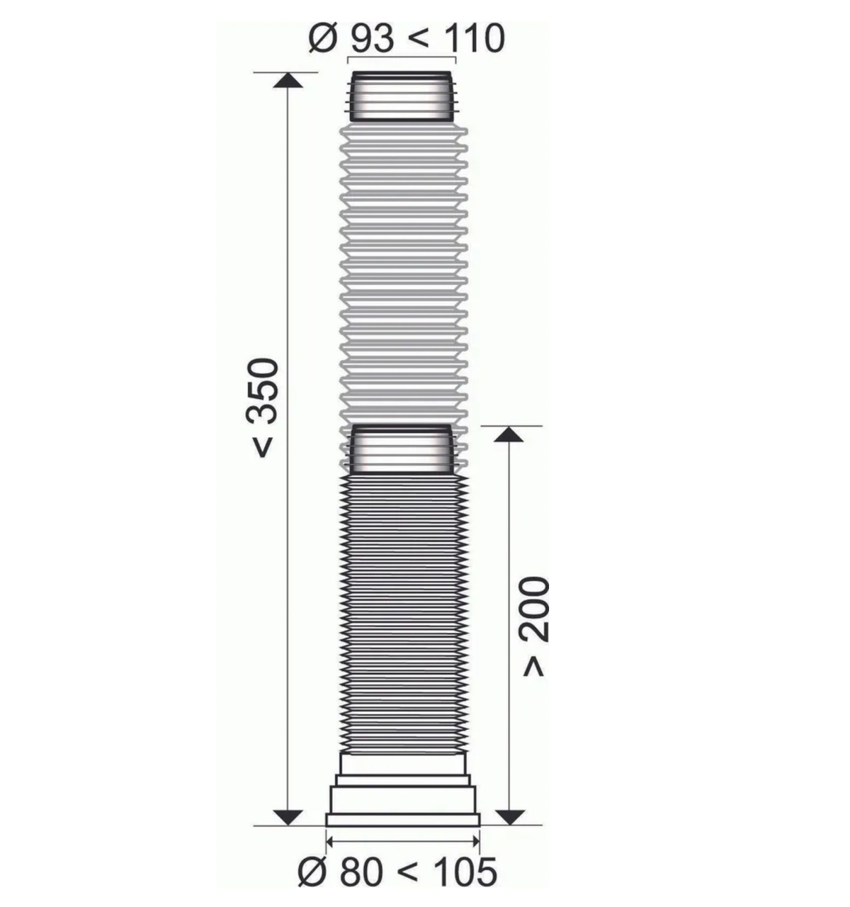Гофра для унитаза армированная L200-350 мм, D 110 мм купить на OZON по ...