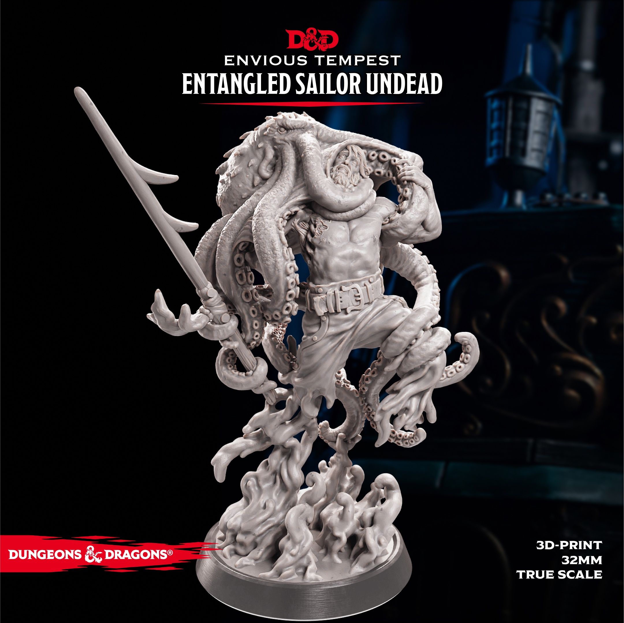 Миниатюра ДнД / DnD / Dungeons & Dragons Моряк с осьминогом, нежить ...