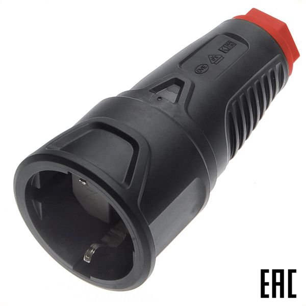 Розетка 2510-sr евро кабельная резиновая черная кольцо красное IP20 ...